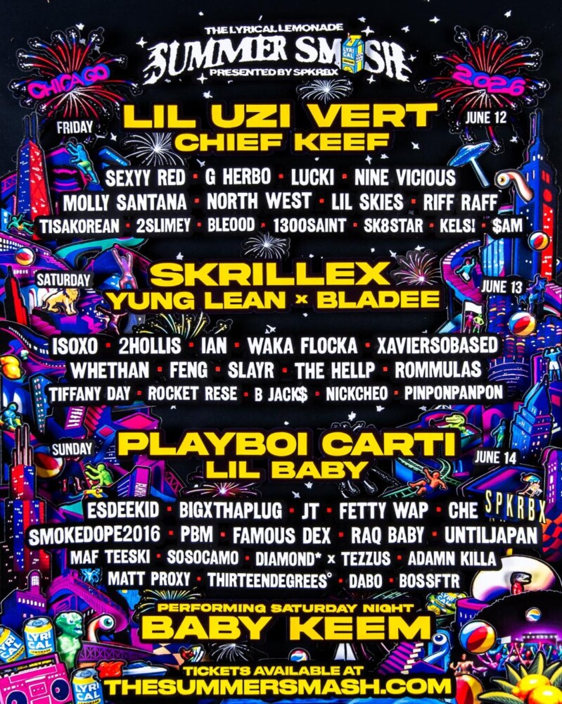 PLAYBOI CARTI, LIL UZI VERT & SKRILLEX HEADLINE THE SUMMER SMASH, JUNE ...